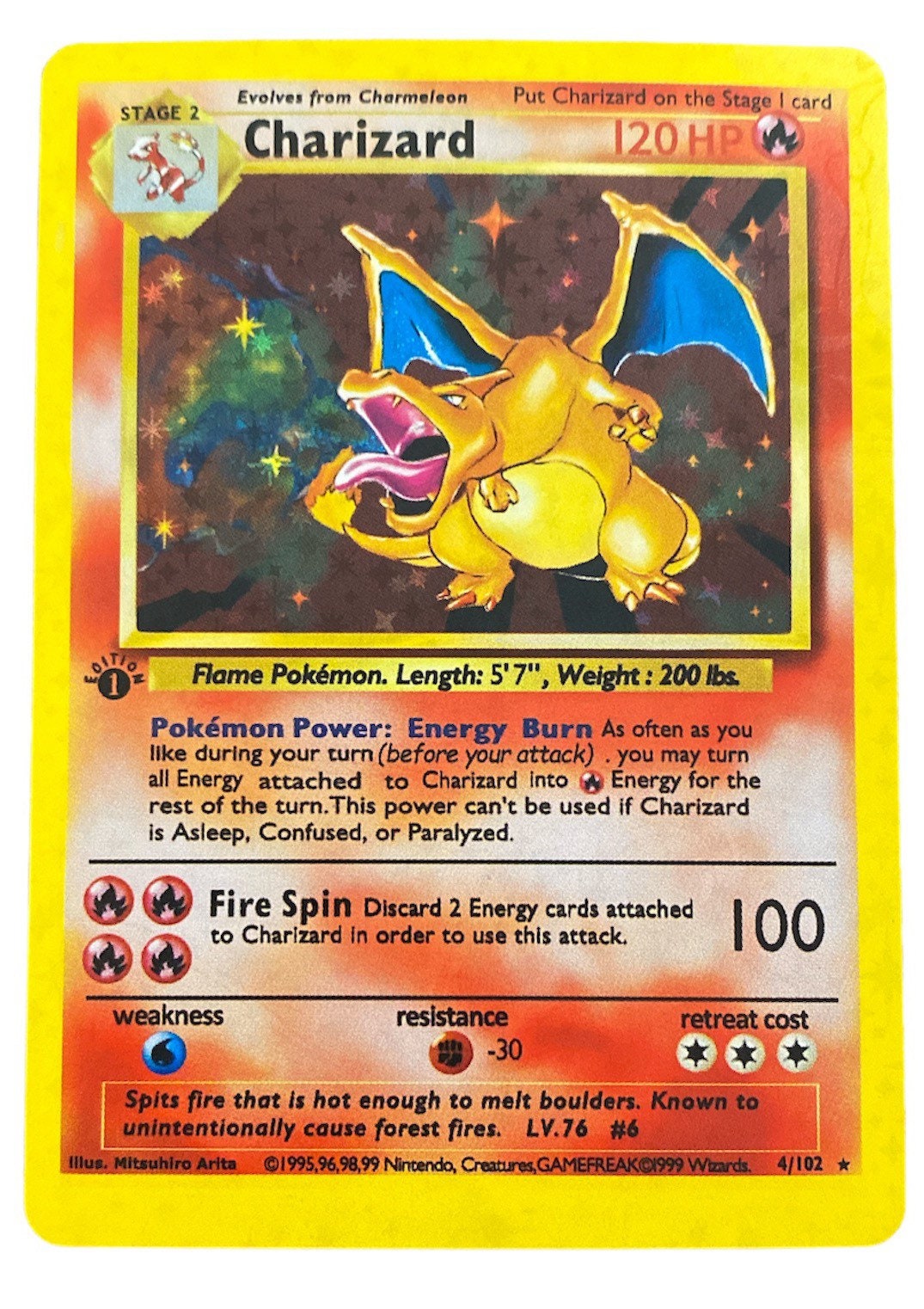 Charizard 1st Edition Base Set Holo / Holographic Reprint - Etsy Charizard 1st Edition Base Set Holo / Holographic Reprint - Etsy