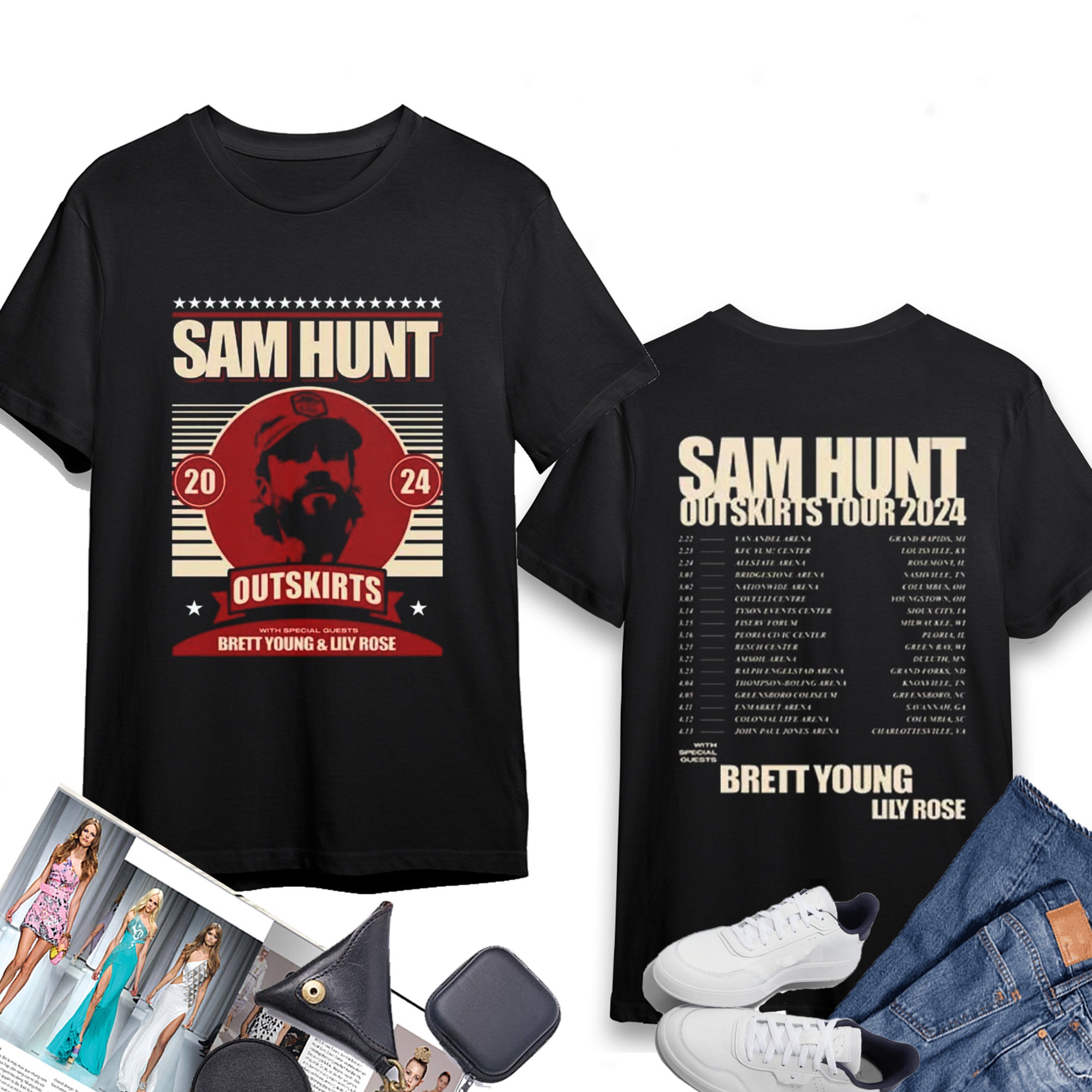 Vintage Sam Hunt Shirt, Outskirts Tour 2024 T-Shirt, Sam Hunt 2024 ...