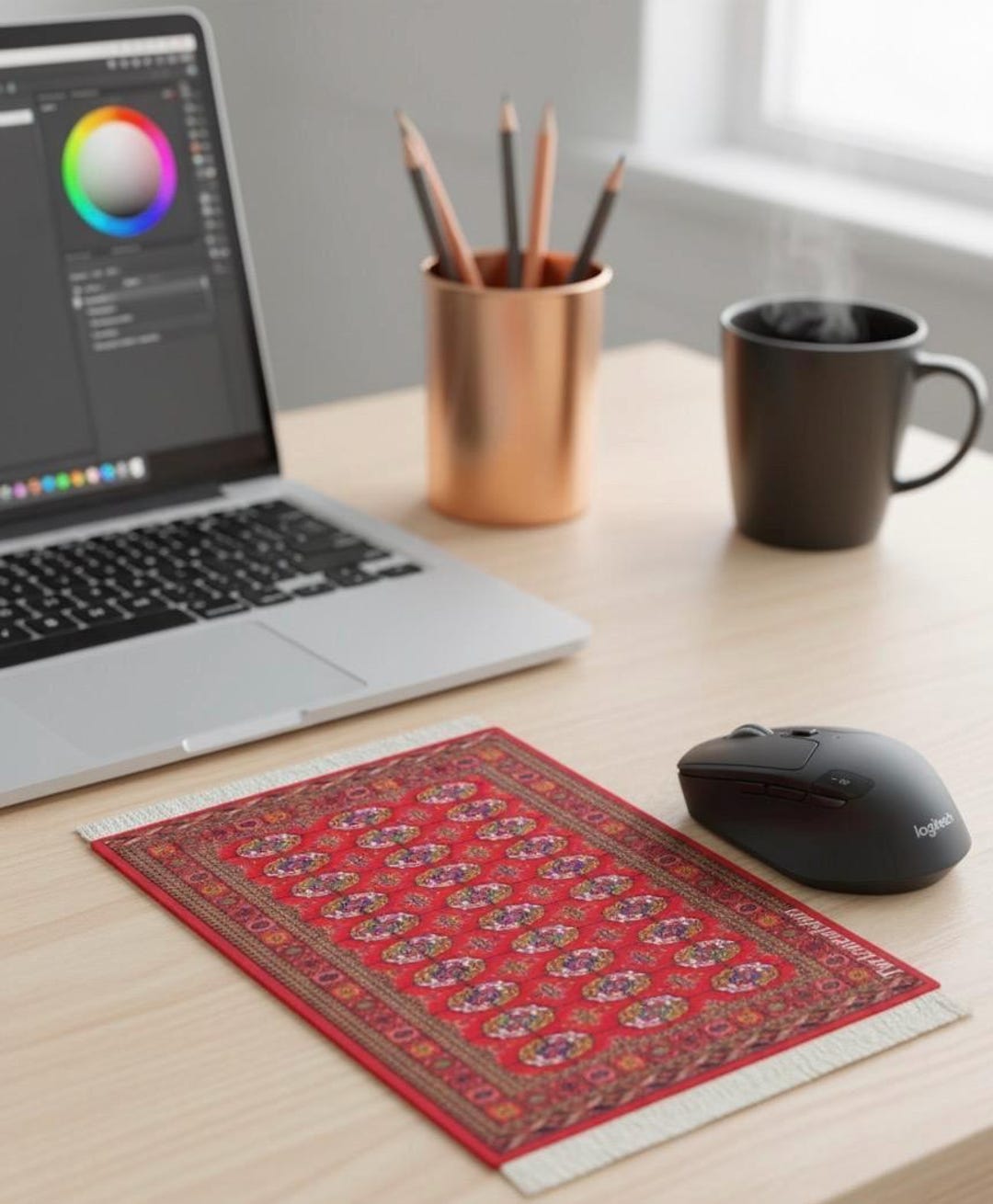 Mini Turkmen Rug Mouse Pad, Oriental Carpet Desk Mat With Fringe - Etsy