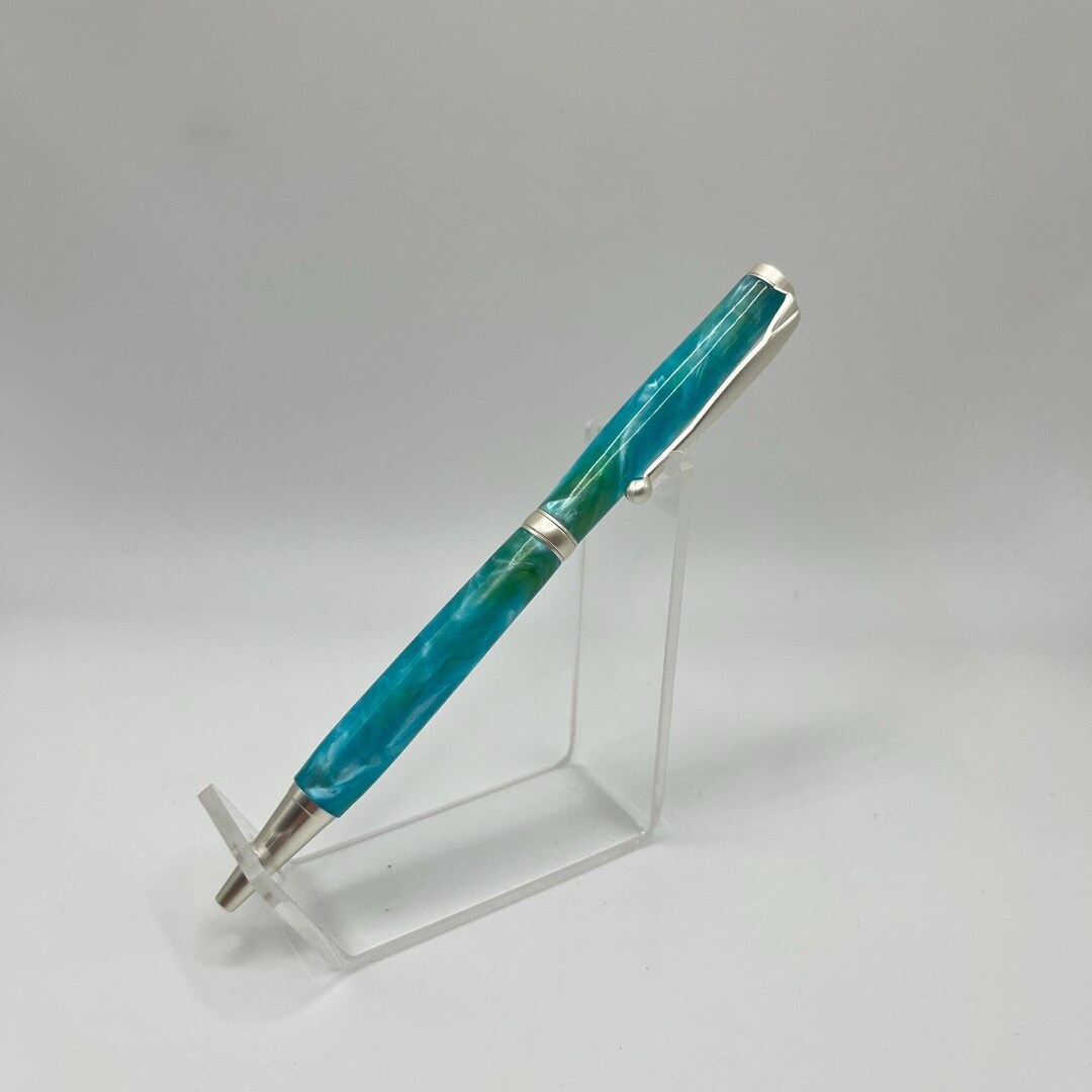 Handmade Aquabright Baby Blue Dream Acrylic Slimline Twist Pen - Satin ...