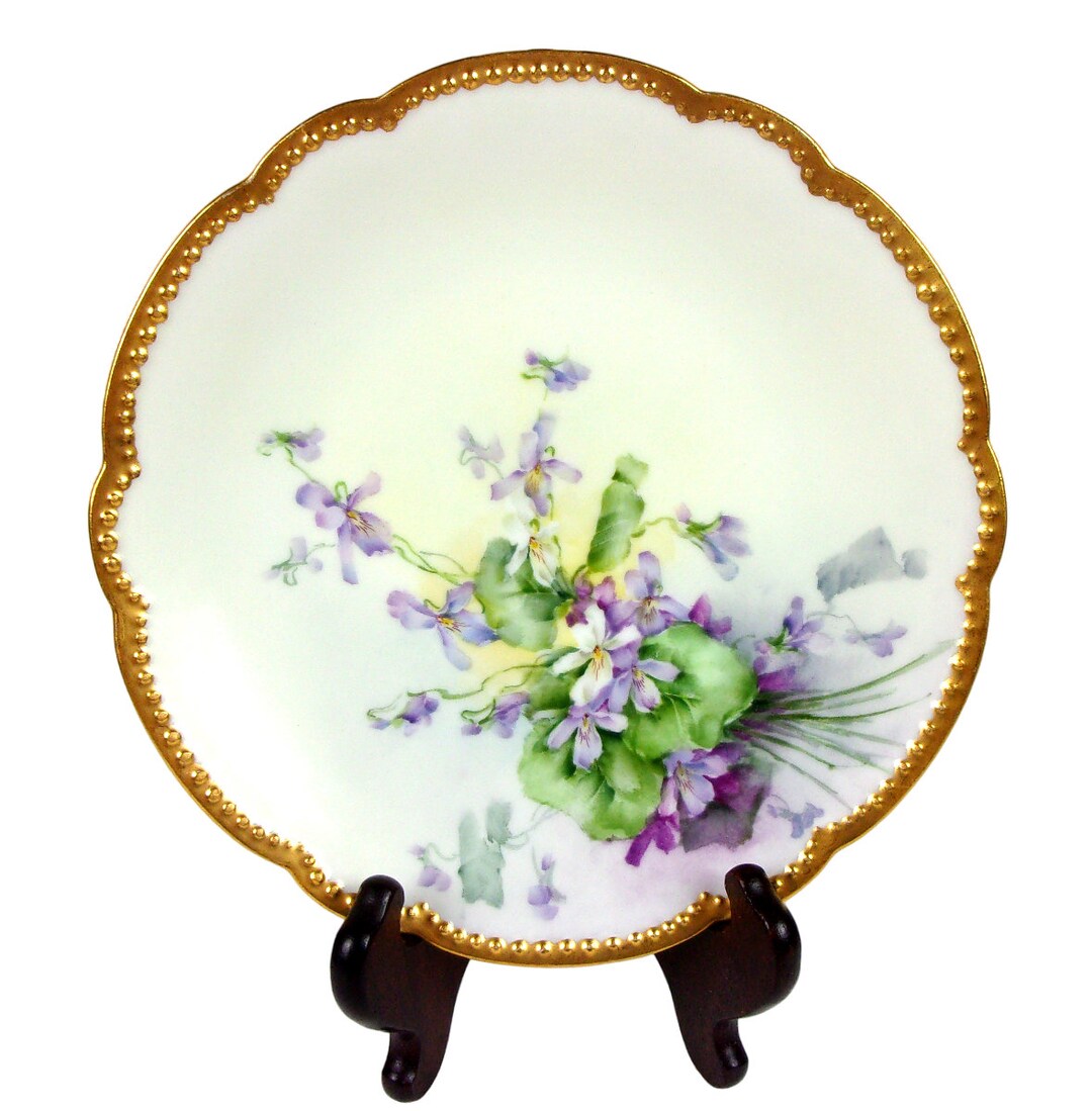 Antique Limoges D&C France Hand Painted Porcelain Plate Flowers Gold ...