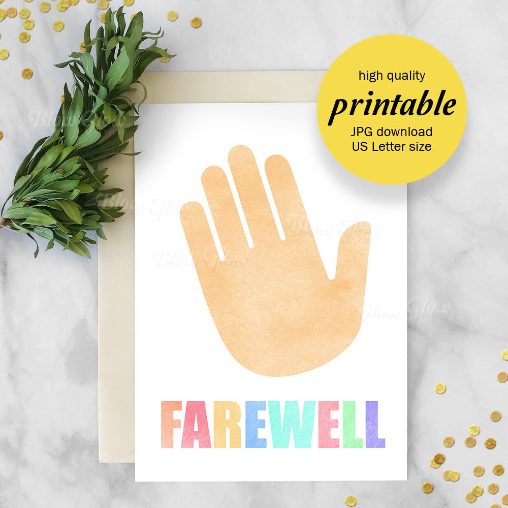 Printable Farewell 5x7 Card, Farewell Hand Printable Card, Farewell ...