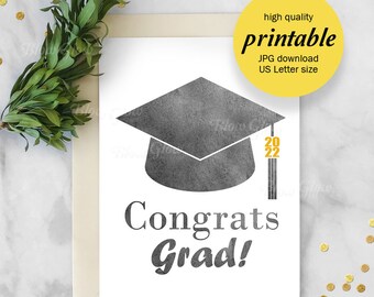 Printable Graduation 5x7 Card, Graduation Blue Cap Printable Card ...
