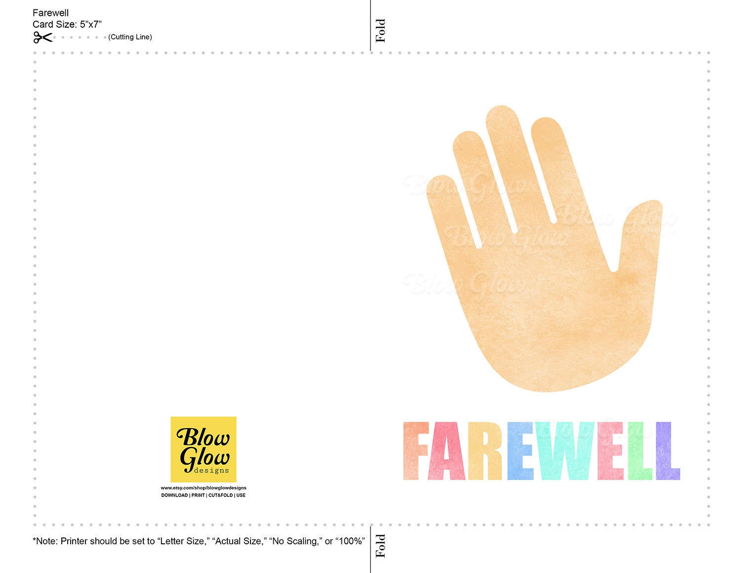 Printable Farewell 5x7 Card, Farewell Hand Printable Card, Farewell ...