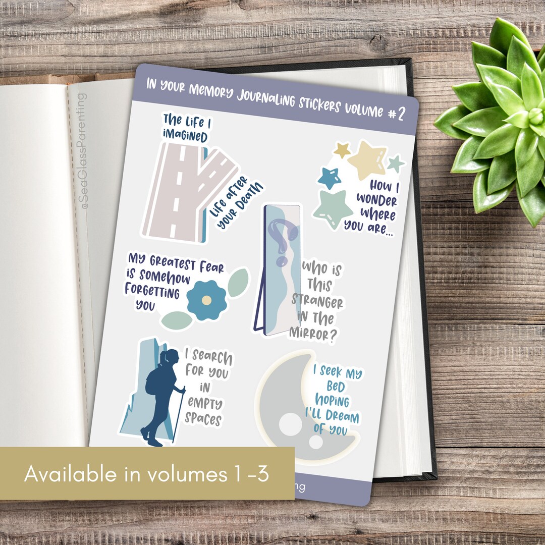 Introspective Grief and Loss Sticker Set, Journal Prompts for Self ...