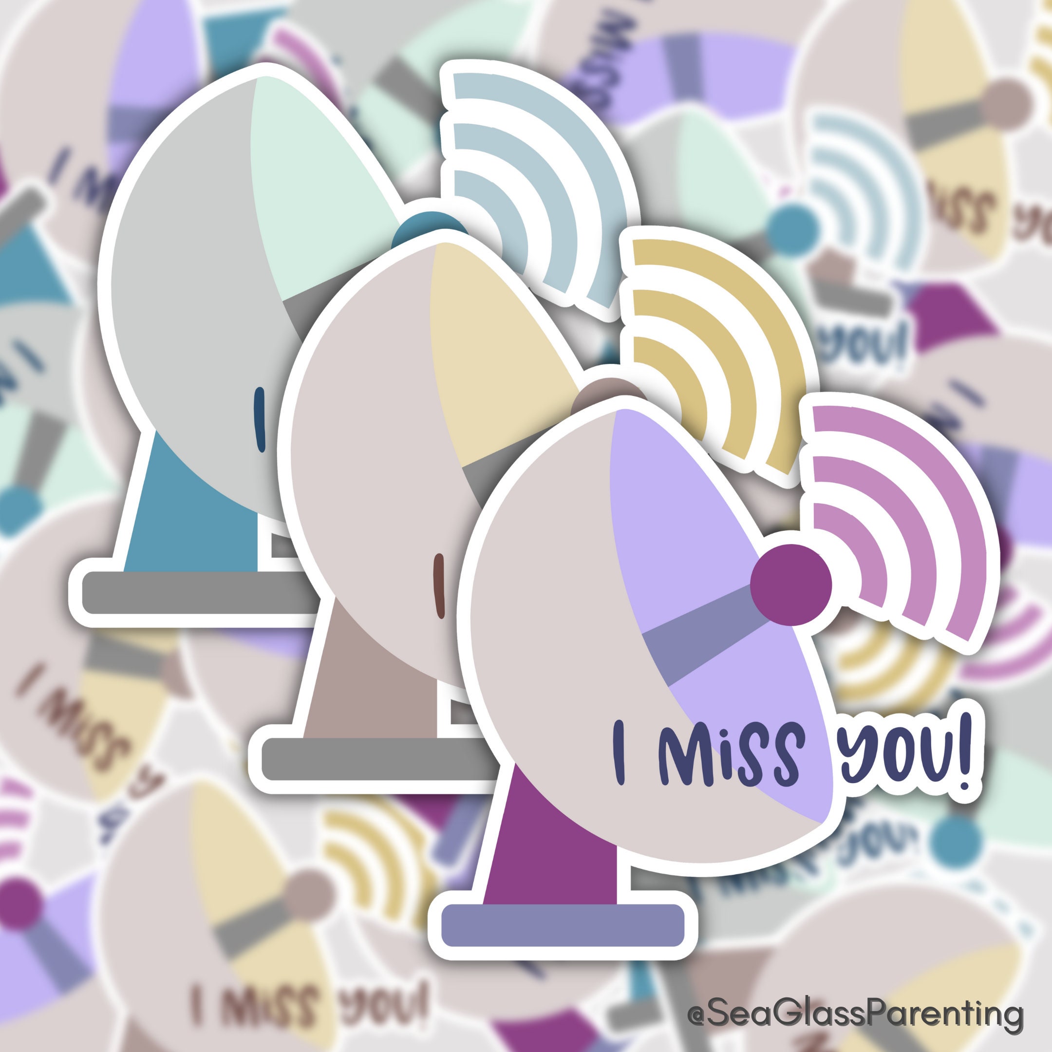 I Miss You Sticker, Satellite Dish Sticker, Journaling About Missing ...