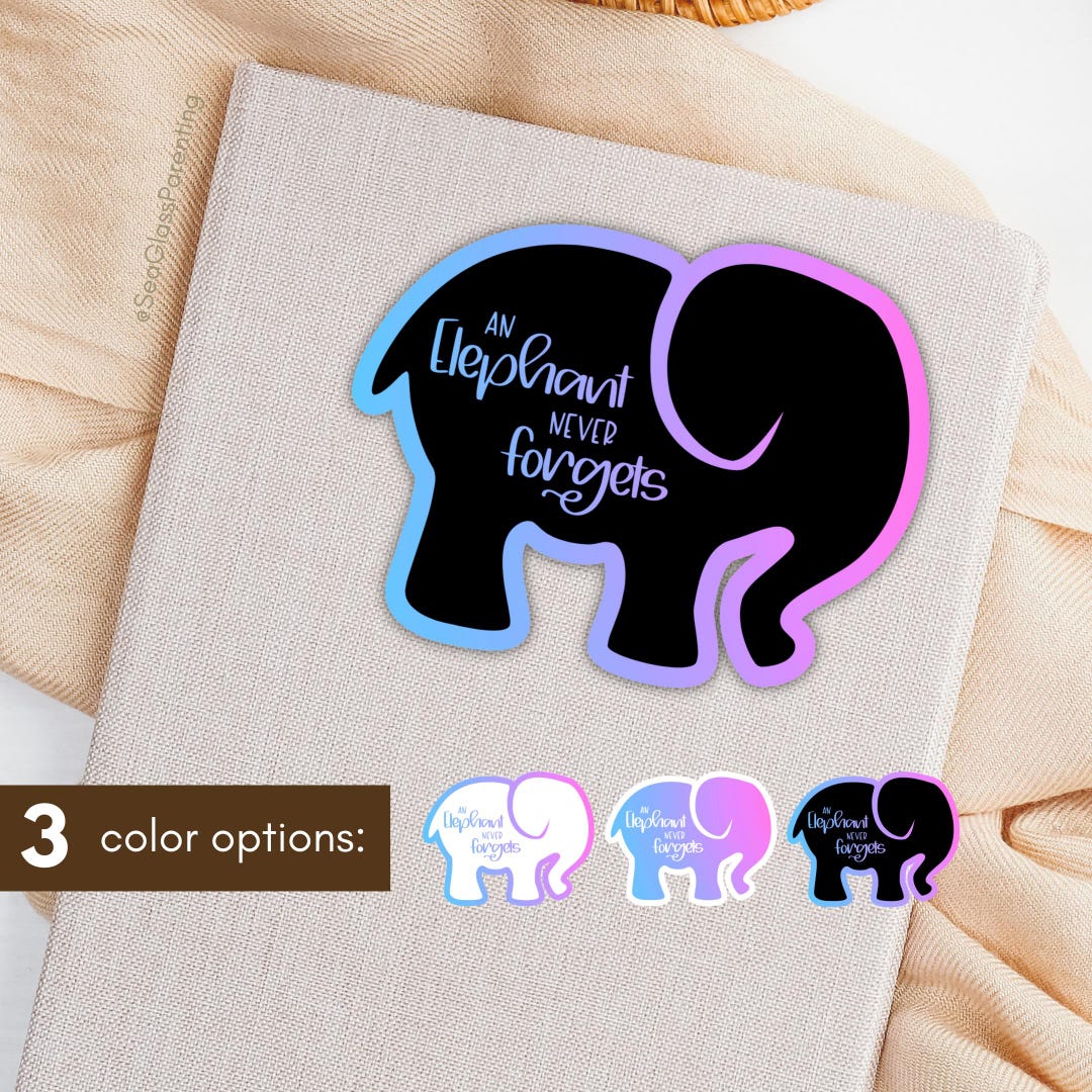 Cute Elephant Memorial Sticker, Pink and Blue Remembrance Decal ...