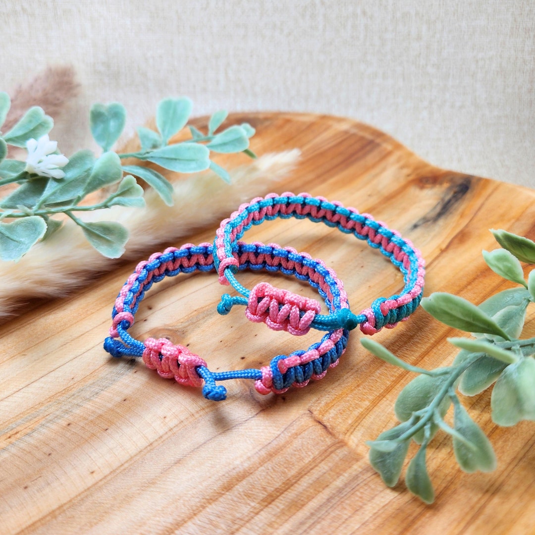 Pink and Blue Miscarriage Awareness Bracelet, Adjustable Circumference ...