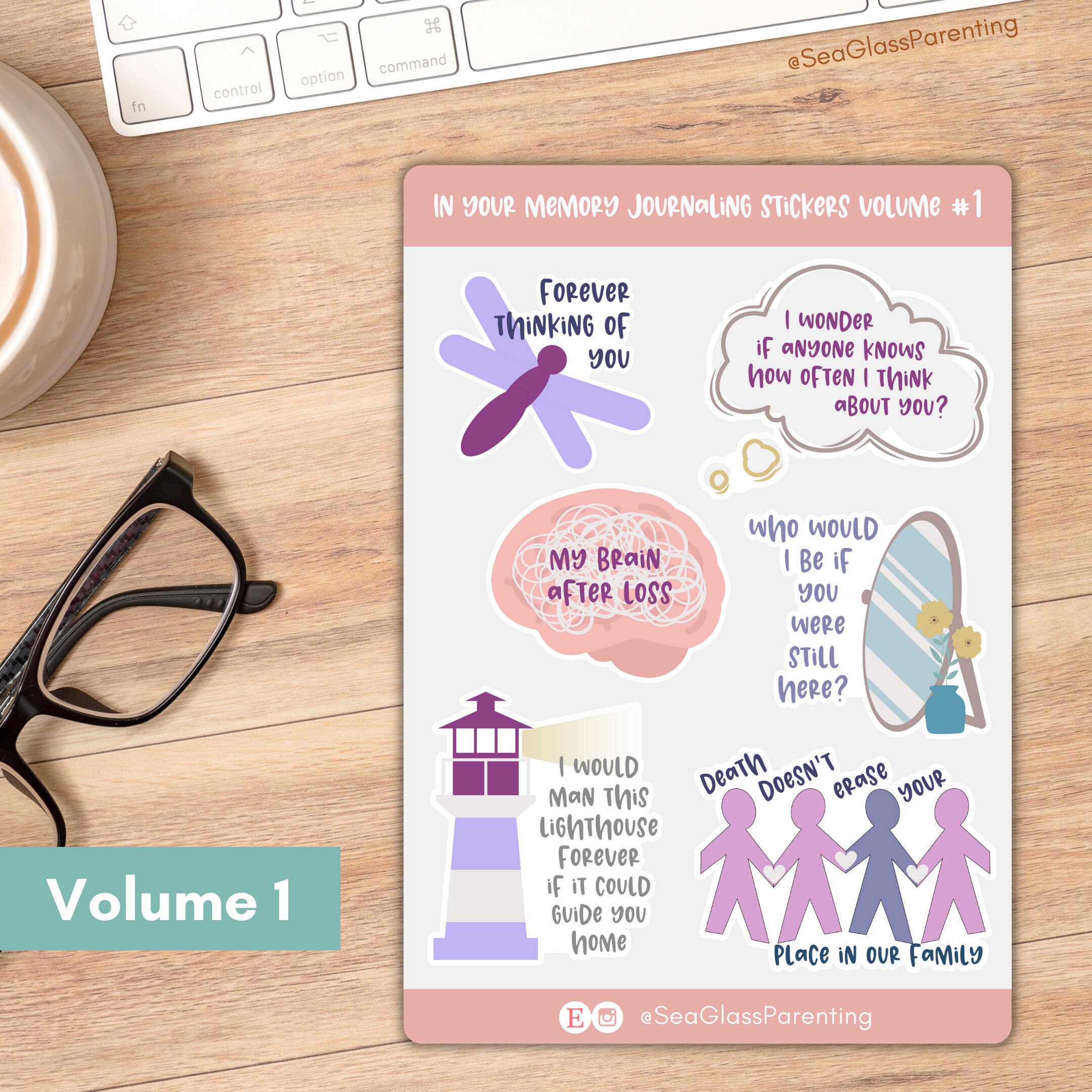 Introspective Grief and Loss Sticker Set, Journal Prompts for Self ...