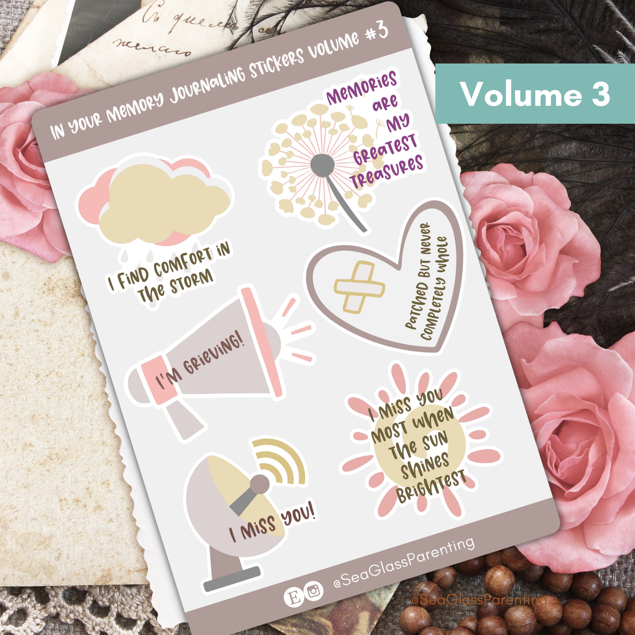 Introspective Grief and Loss Sticker Set, Journal Prompts for Self ...