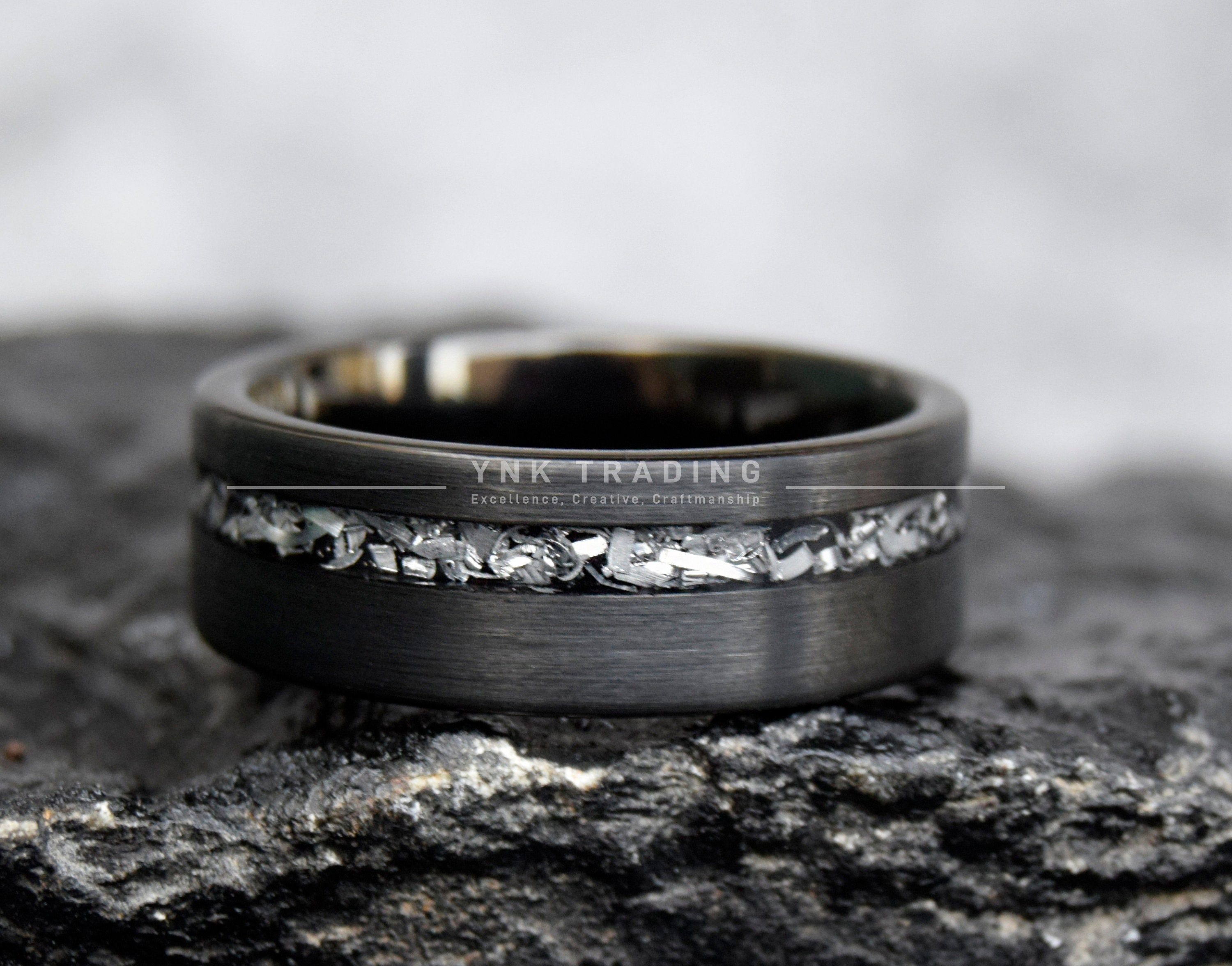 8mm Tungsten Ring for Men Women Meteorite Shaving Inlay - Etsy