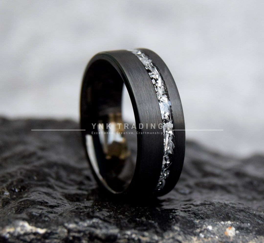 8mm Tungsten Ring for Men Women Meteorite Shaving Inlay - Etsy