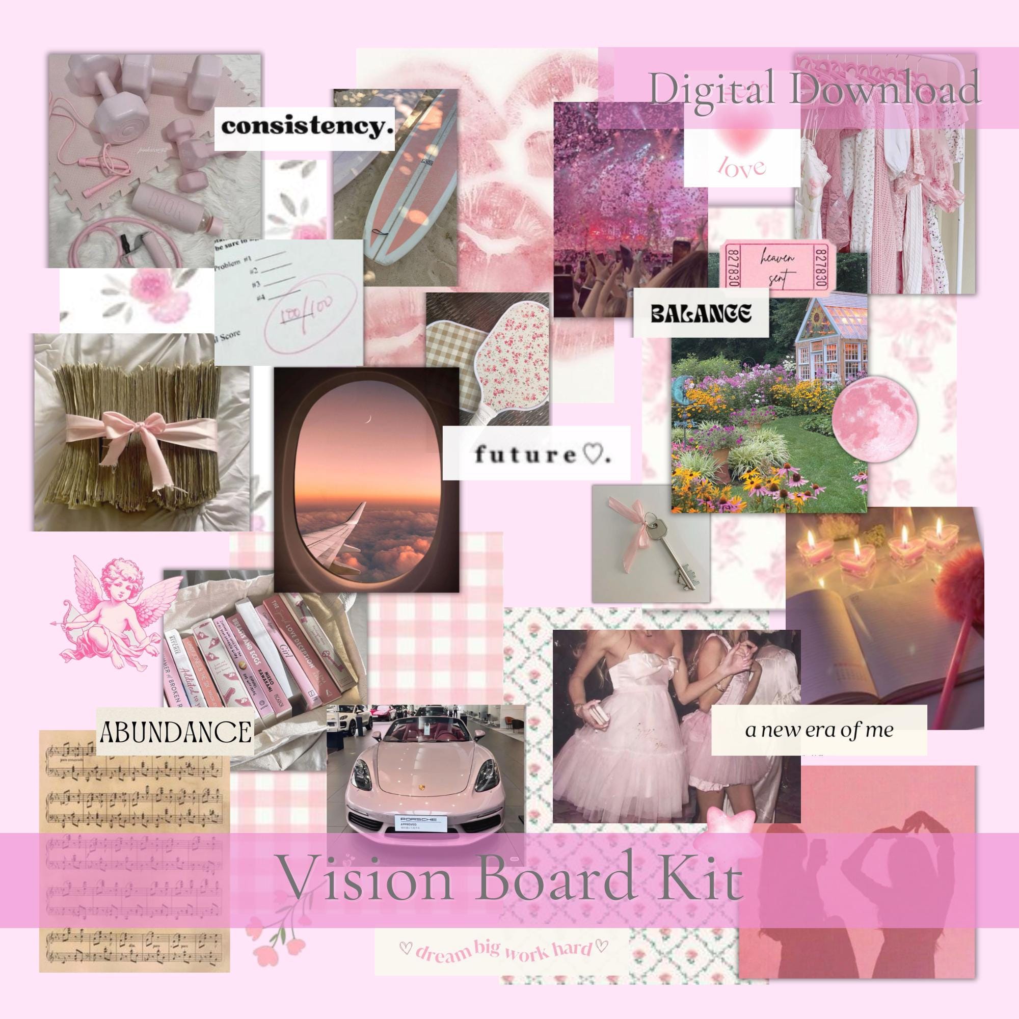 Pink Vision Board, Vision Board, Vision Board Kit, Vision Board ...
