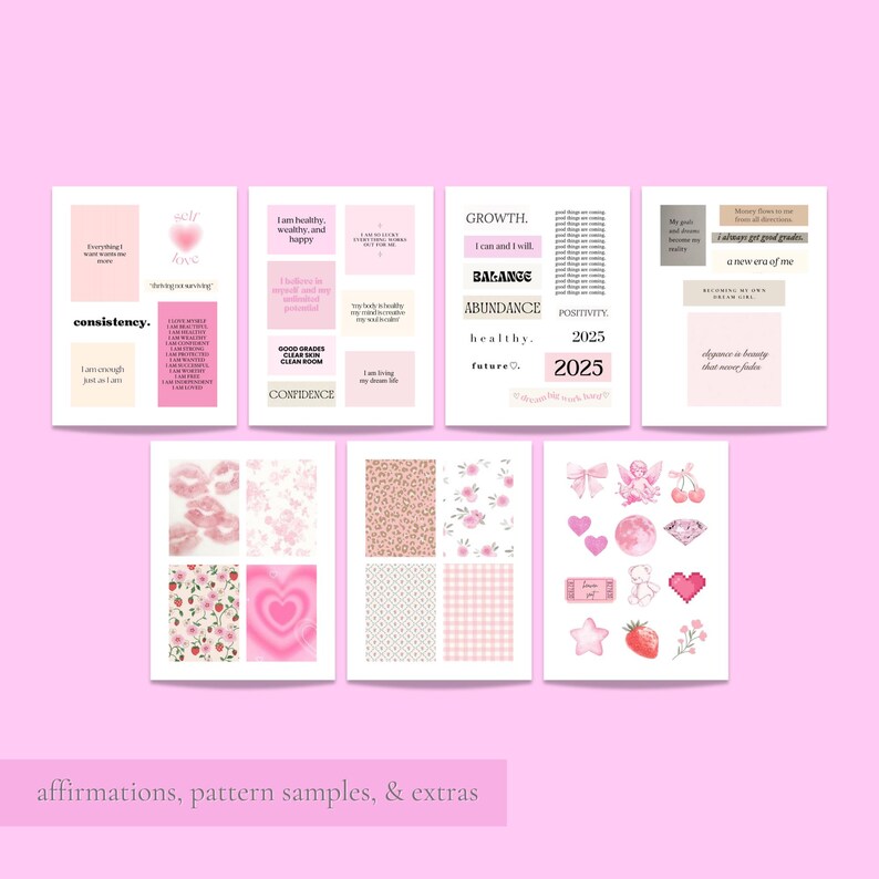 Pink Vision Board, Canva Vision Board Template, Vision Board Kit ...