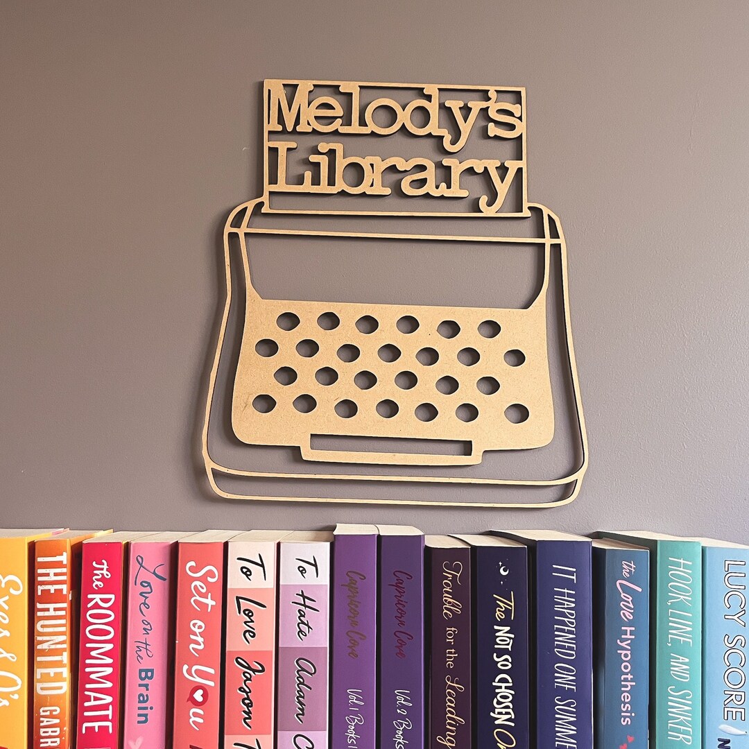 Custom Typewriter Library Laser Cut Sign, Custom Wall Art, Library Wall ...