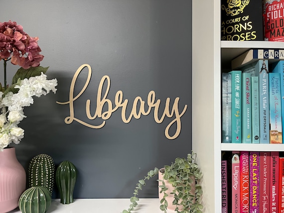 Library Cursive Font Sign | Etsy