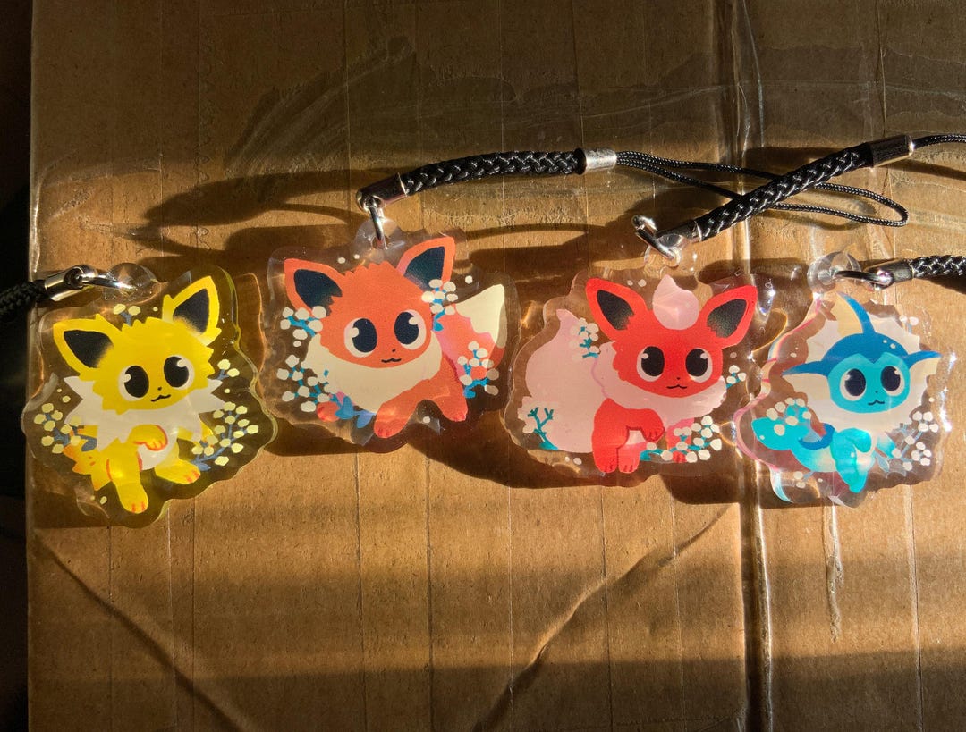 Acrylic Pokemon Eeveelution Charms Vaporeon Jolteon Flareon Eevee - Etsy