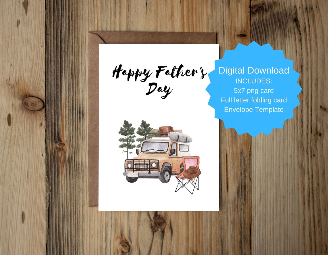 Happy Father's Day Printable Digital Card Camping Dad - Etsy Canada