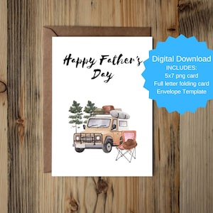 Happy Father's Day Printable Digital Card Camping Dad - Etsy Canada