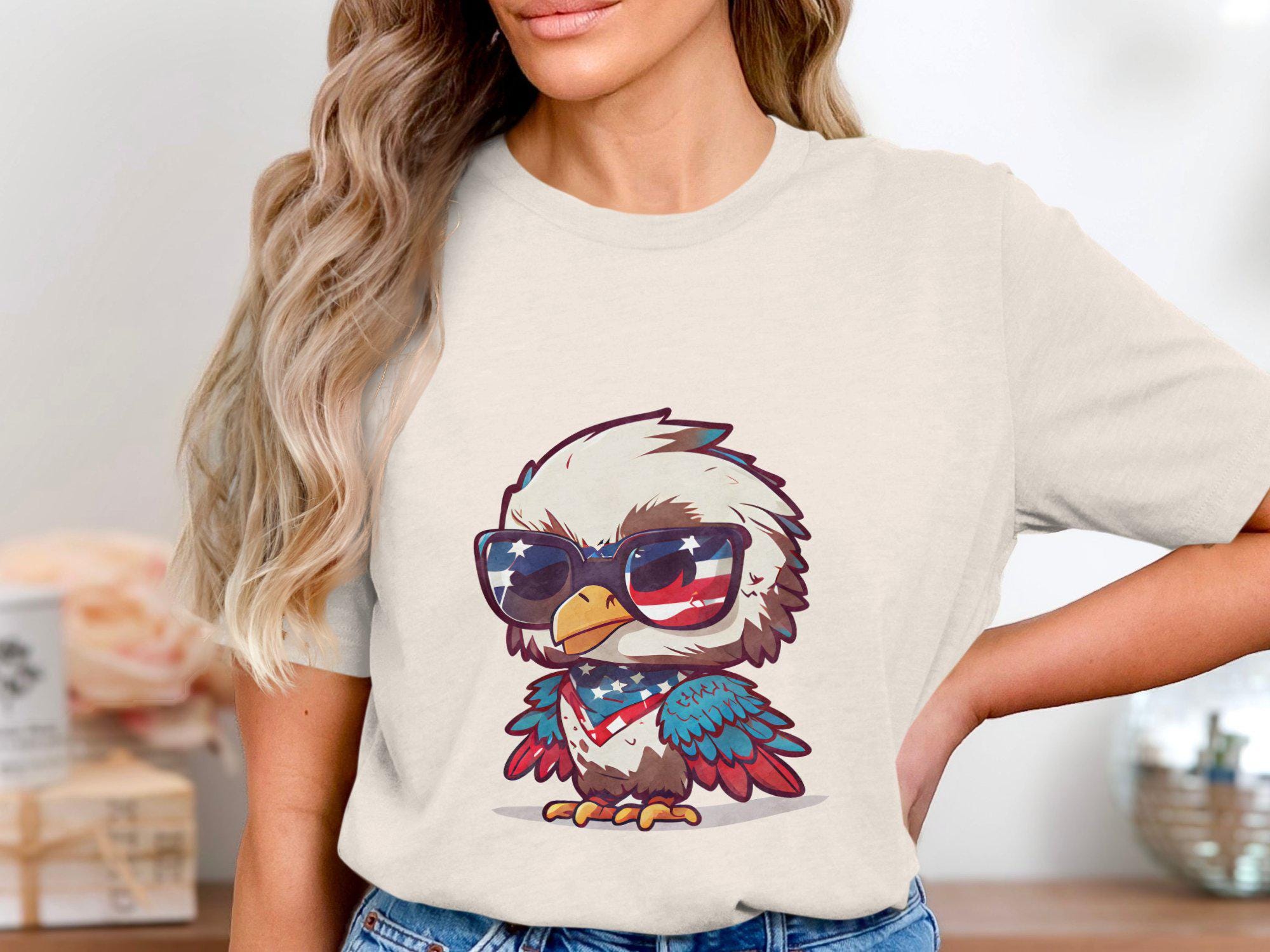 Chibi Bald Eagle Png, Cute Patriotic Eagle, American Flag Sunglasses ...