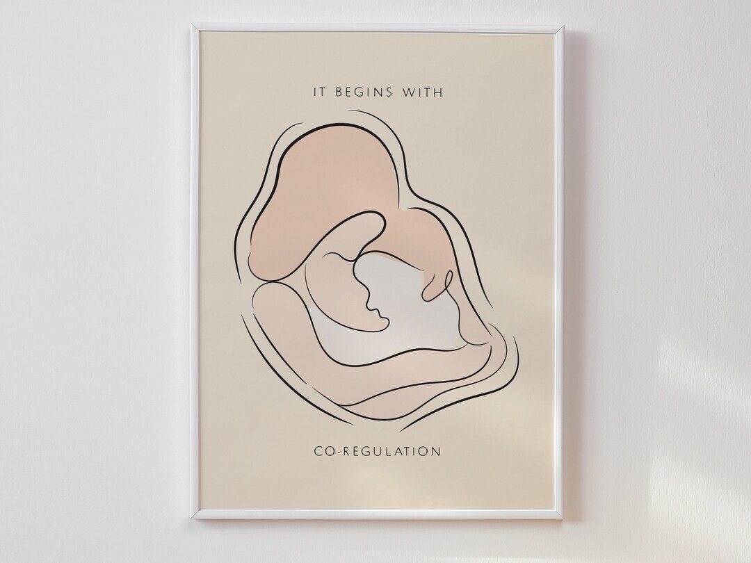 It Begins With Co-regulation Mother and Child Line Art Poster Nursery ...
