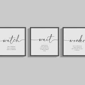 Minimalist Watch Wait and Wonder Set of Three, Psychology Poster ...