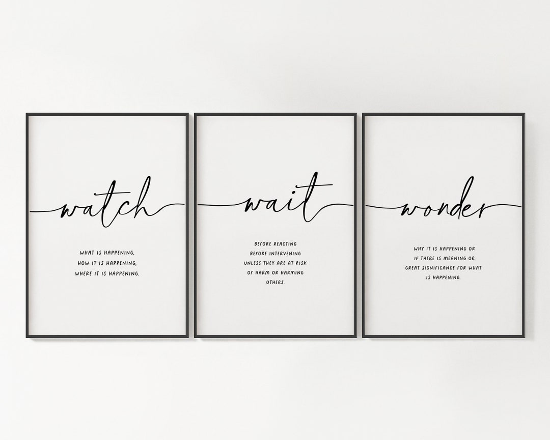 Minimalist Watch Wait and Wonder Set of Three, Psychology Poster ...