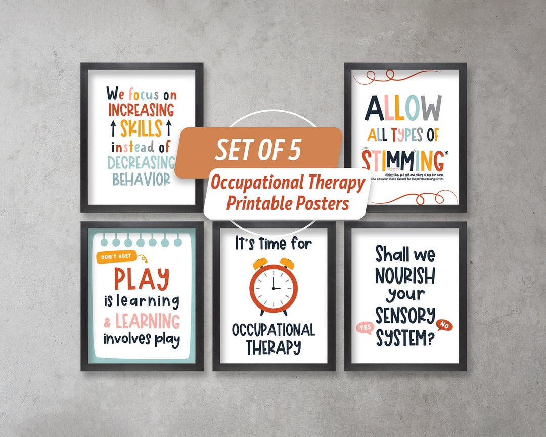 Set of 5 Occupational Therapy Poster Office Decor OT School Therapist ...