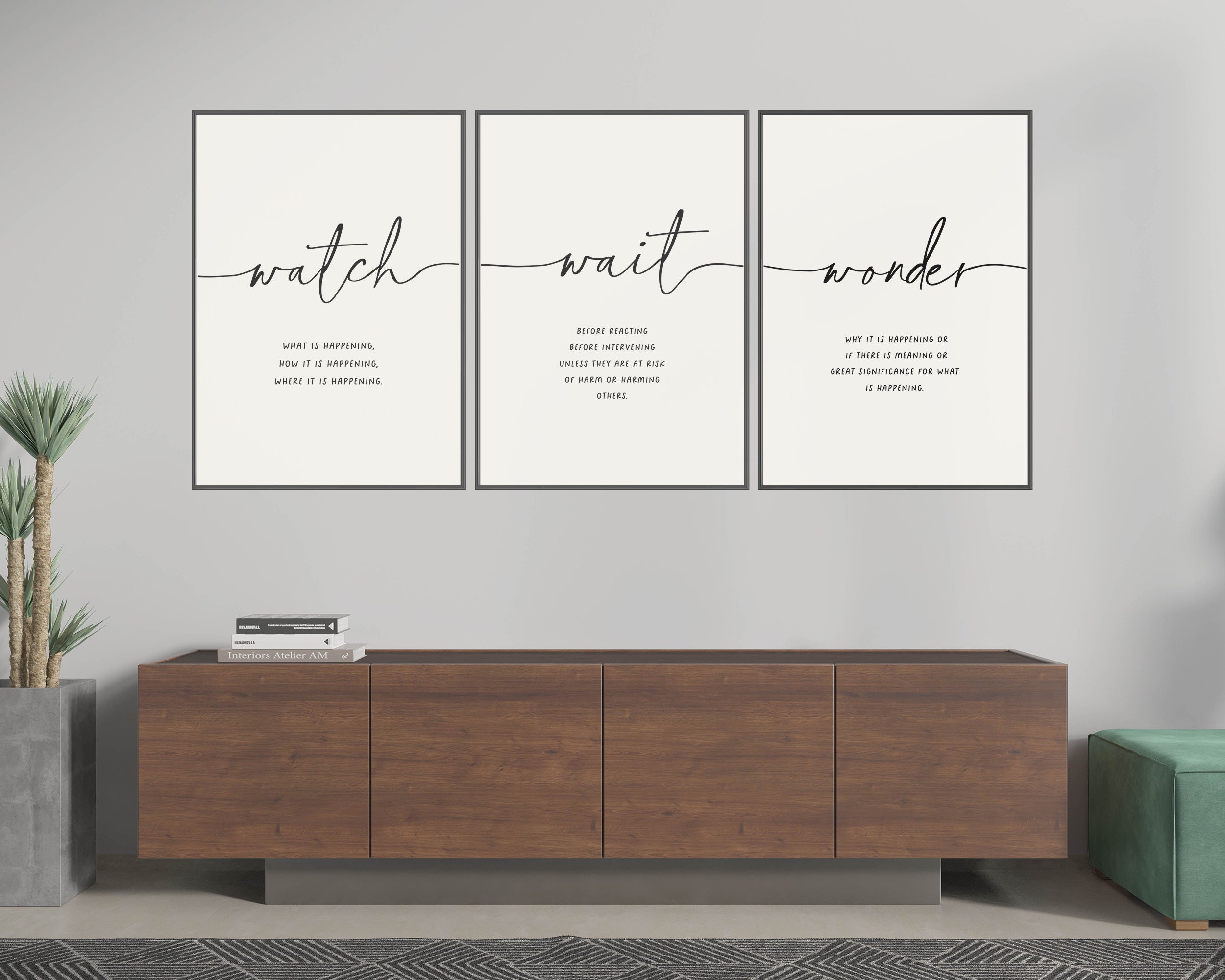 Minimalist Watch Wait and Wonder Set of Three, Psychology Poster ...