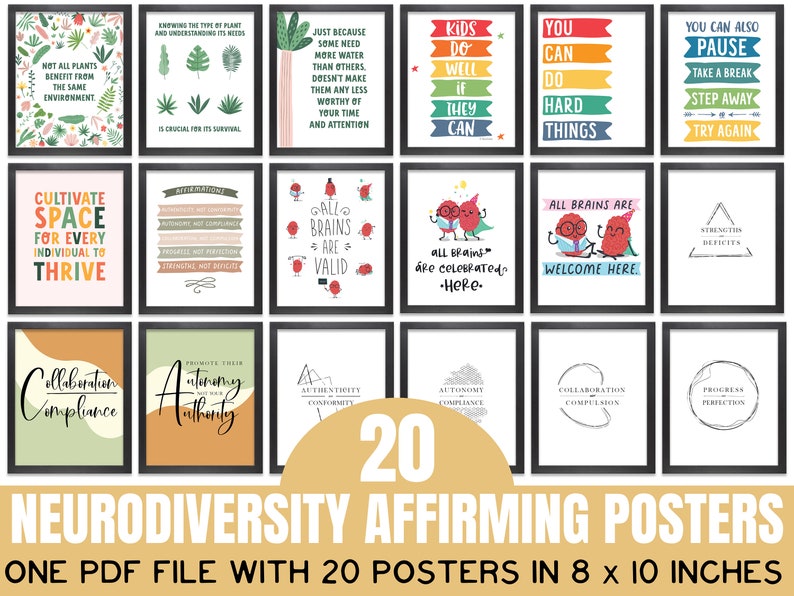 Neurodiversity Affirming, Minimalistic Posters, Digital Download ...