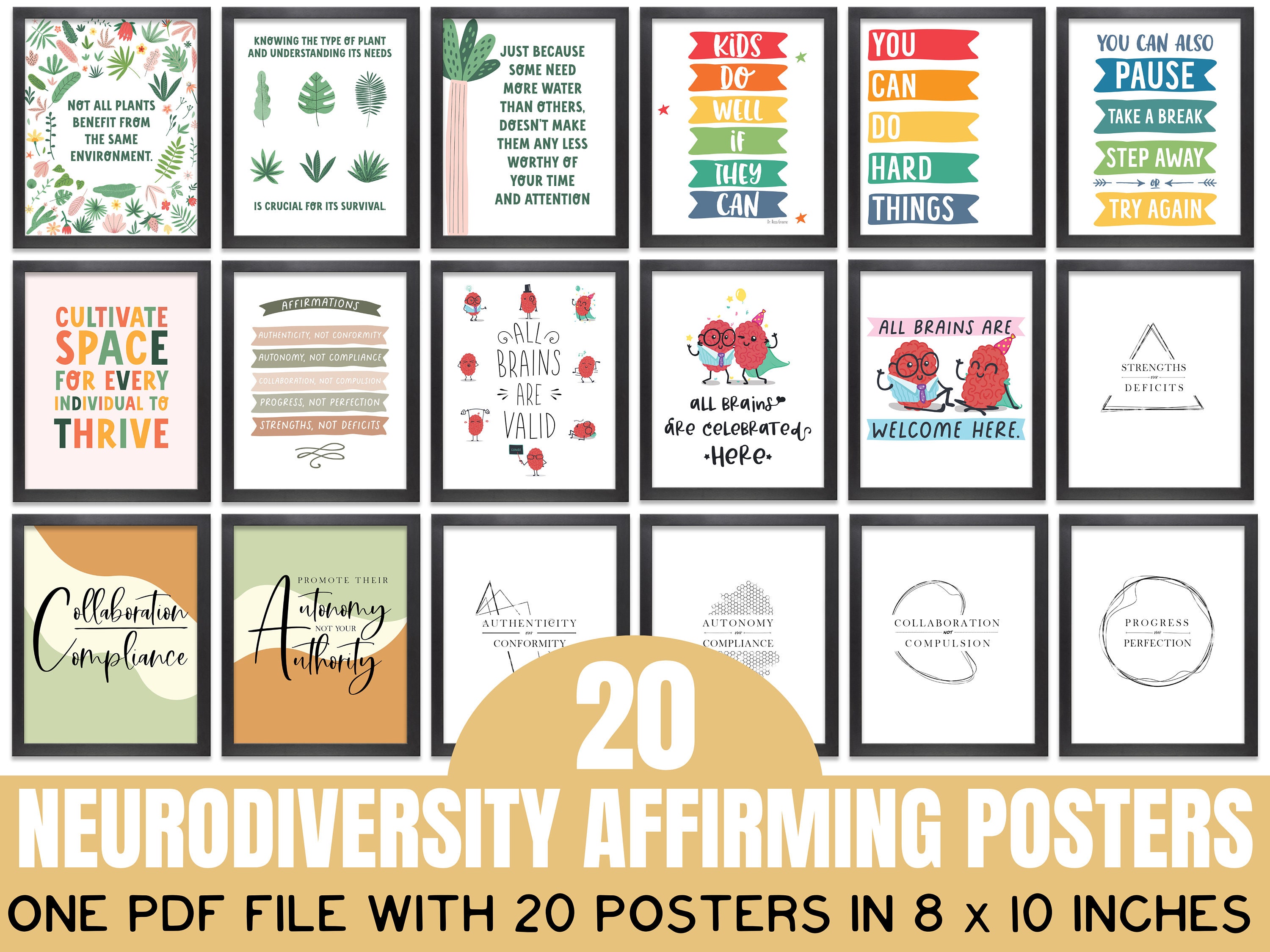 Neurodiversity Affirming, Minimalistic Posters, Digital Download ...