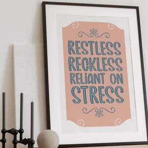 ADHD Poster Funny Meme, Restless Reckless Reliant on Stress Quote Wall ...