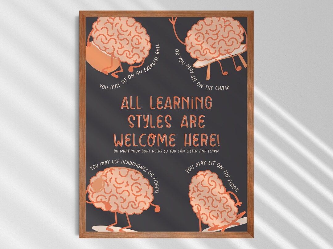 Classroom Poster All Learning Styles Are Welcome Here Neurodiversity ...