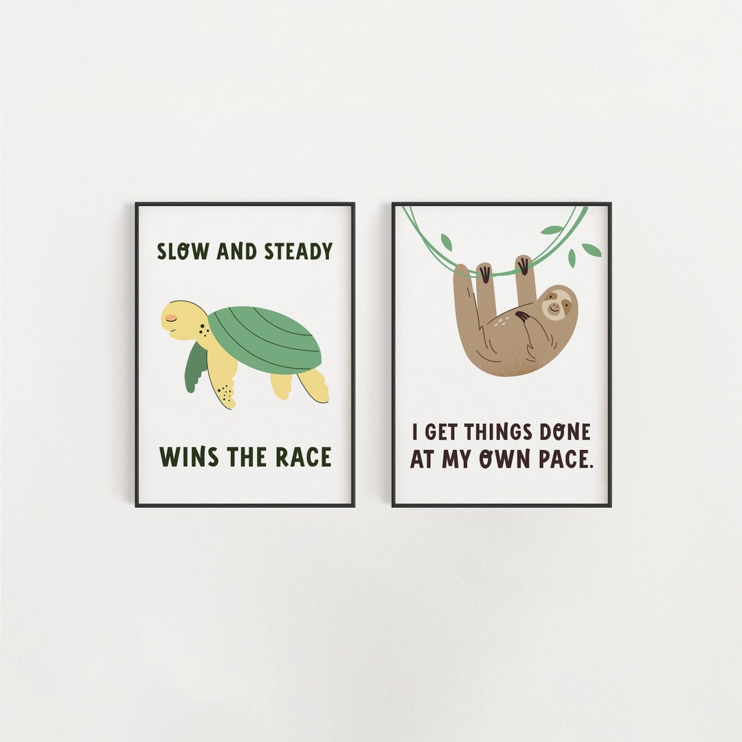 Turtle Sloth Nursery Art Prints, Kids Room Decor (digital Download) - Etsy
