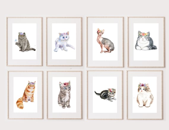 16 Floral Cats Digital Prints INSTANT DOWNLOAD | Etsy
