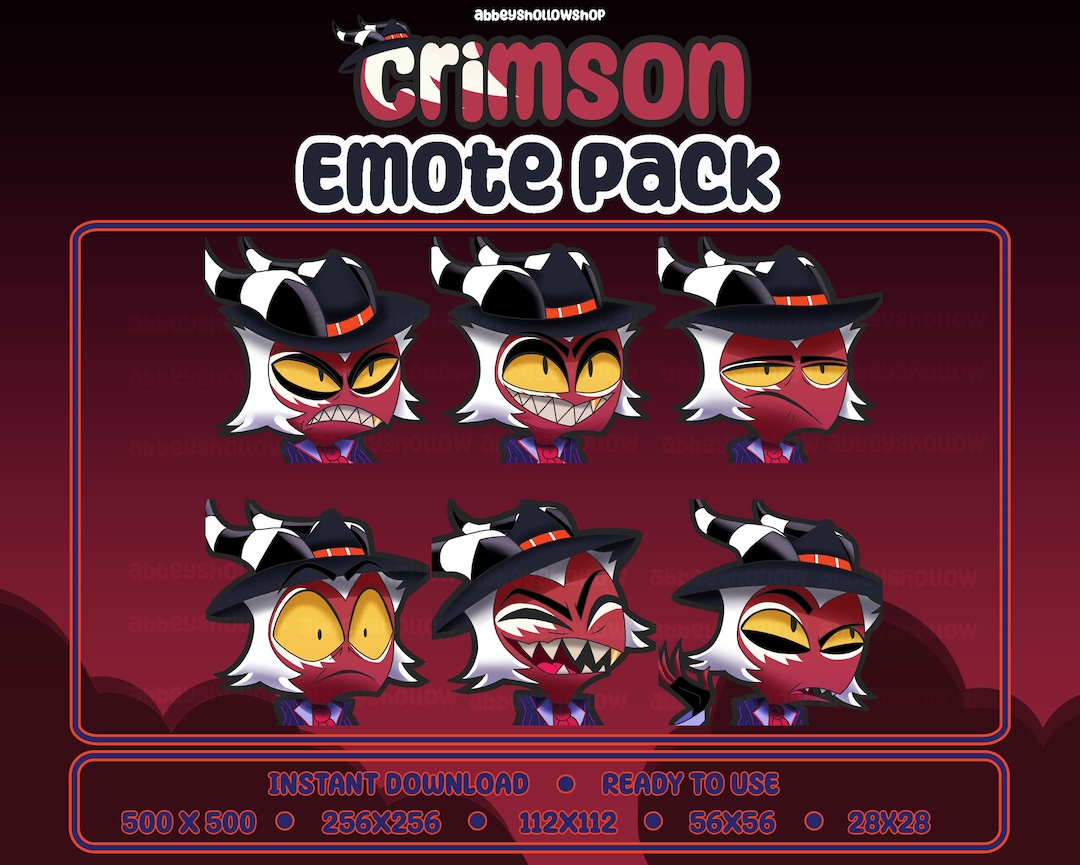 Helluva Boss | Crimson Premade Emote Pack (6) | Twitch Emotes | Discord ...