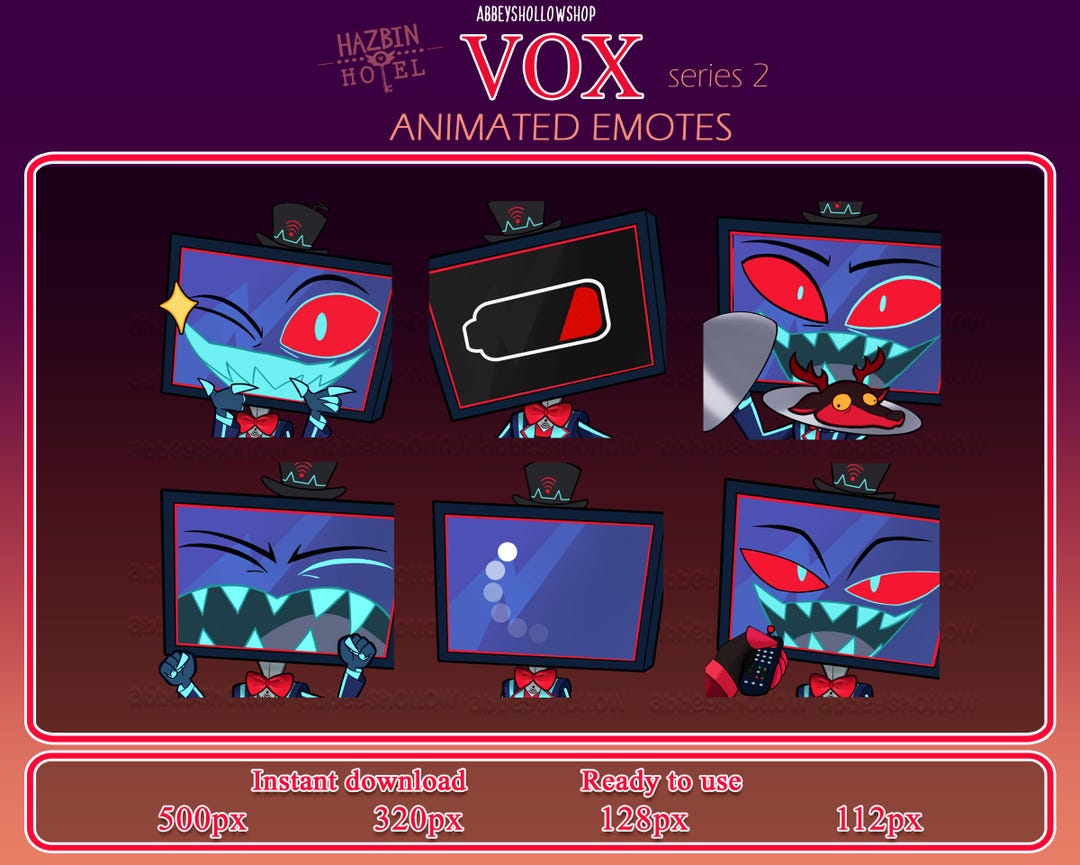 Vox ANIMATED Emote Pack: Hazbin Hotel Series 2, Twitch, Discord ...