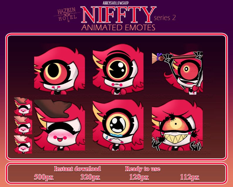 Niffty ANIMATED Emote Pack: Hazbin Hotel Series 2, Twitch, Discord ...