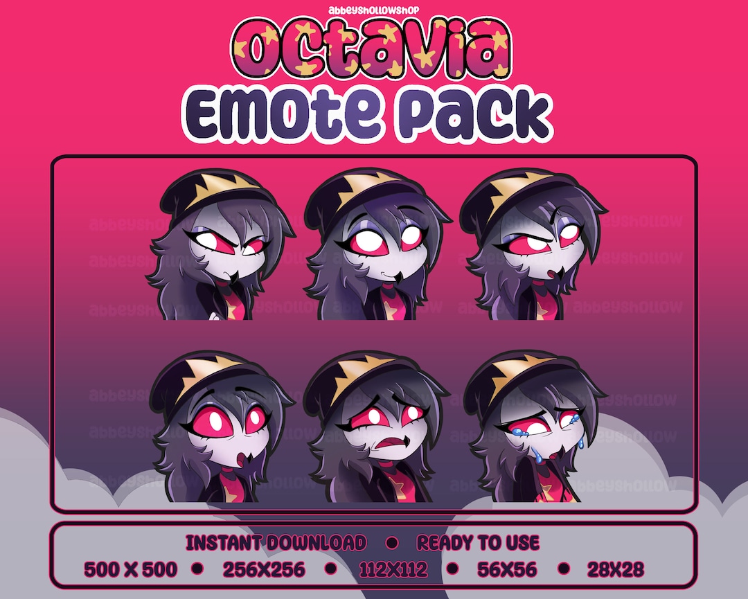 Helluva Boss | Octavia Premade Emote Pack (6) | Twitch Emotes | Discord ...