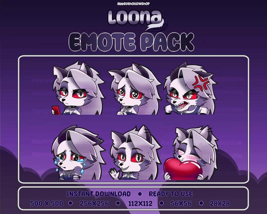 Helluva Boss | Loona Premade Emote Pack (6) | Twitch Emotes | Discord ...