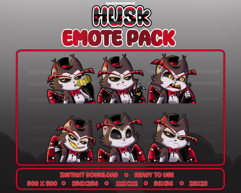 Hazbin Hotel | Husker Premade Emote Pack (6) | Twitch Emotes | Discord ...