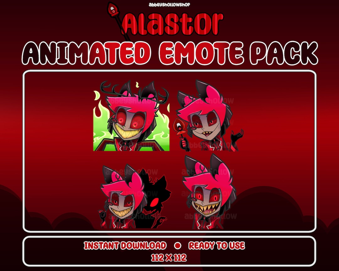 Animated Hazbin Hotel | Alastor Premade Emote Pack (4) | Twitch Emotes ...