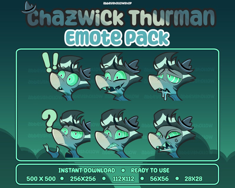 Helluva Boss Chazwick Thurman Premade Emote Pack 6 Twitch Emotes ...