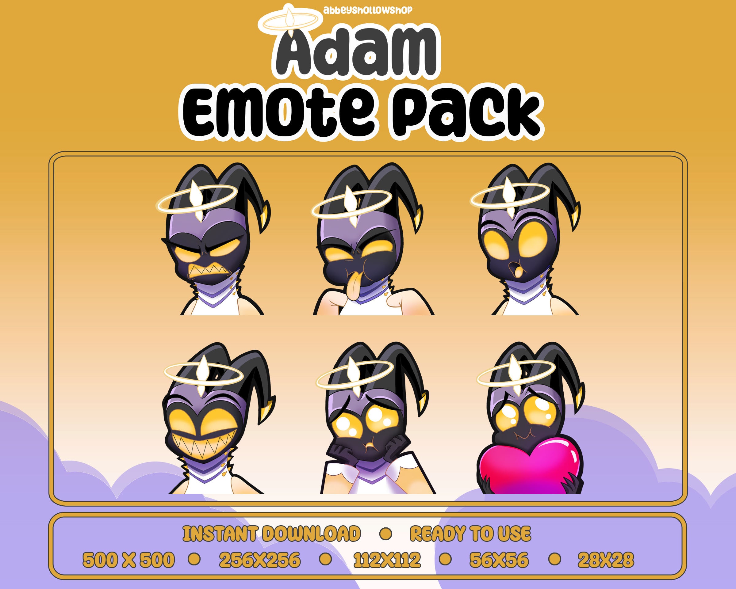 Hazbin Hotel | Adam Premade Emote Pack (6) | Twitch Emotes | Discord ...