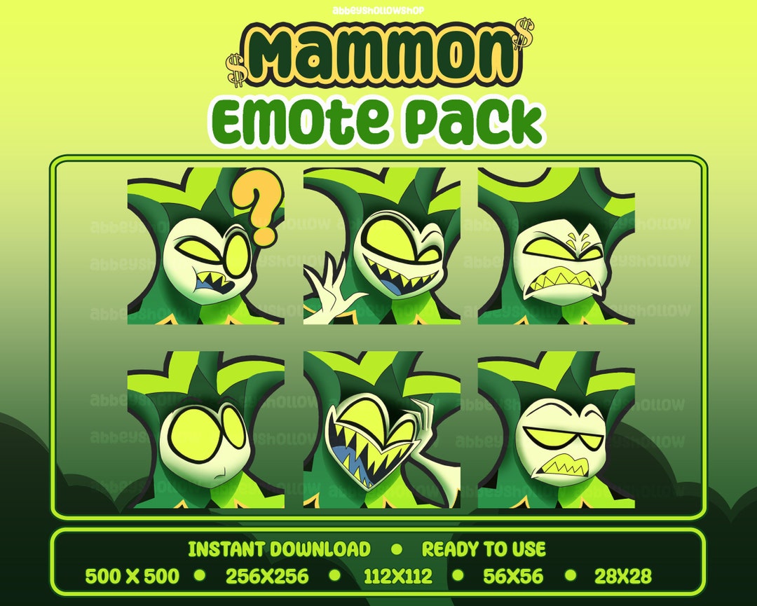 Helluva Boss | Mammon Premade Emote Pack (6) | Twitch Emotes | Discord ...