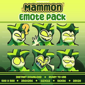 Helluva Boss | Mammon Premade Emote Pack (6) | Twitch Emotes | Discord ...