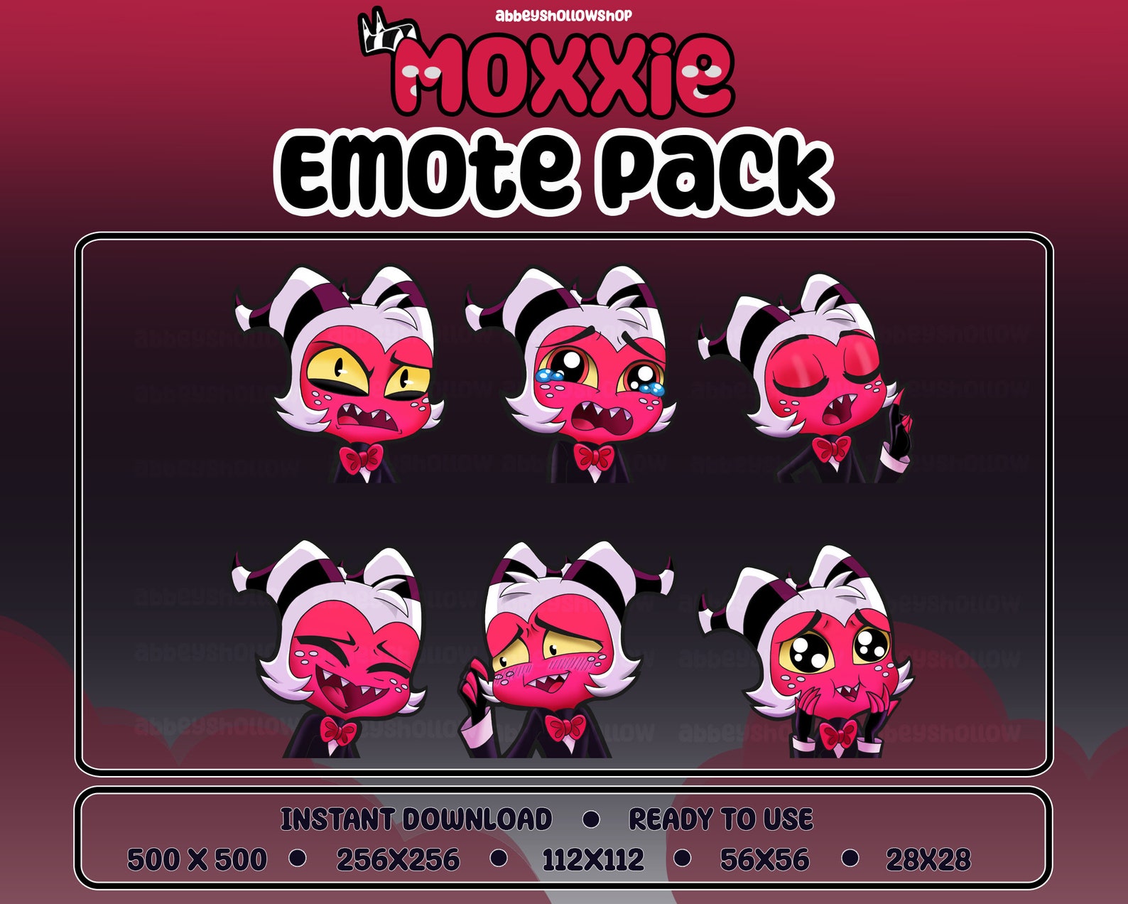 Helluva Boss | Moxxie Premade Emote Pack (6) | Twitch Emotes | Discord ...