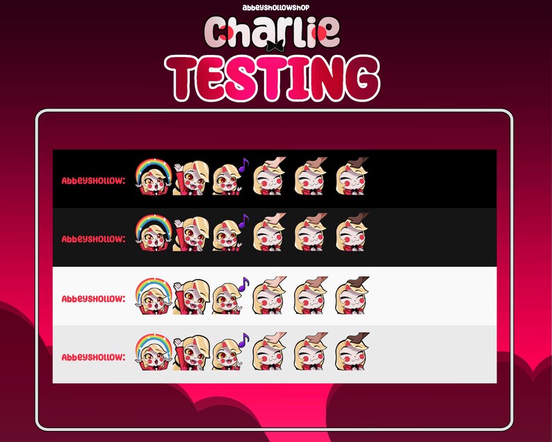 Animated Hazbin Hotel | Charlie Premade Emote Pack (4) | Twitch Emotes ...