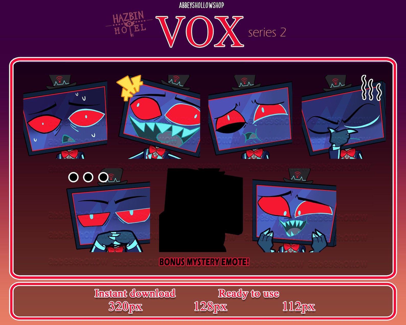 Vox Static Emote Pack: Hazbin Hotel Series 2, Twitch/discord Streamer ...