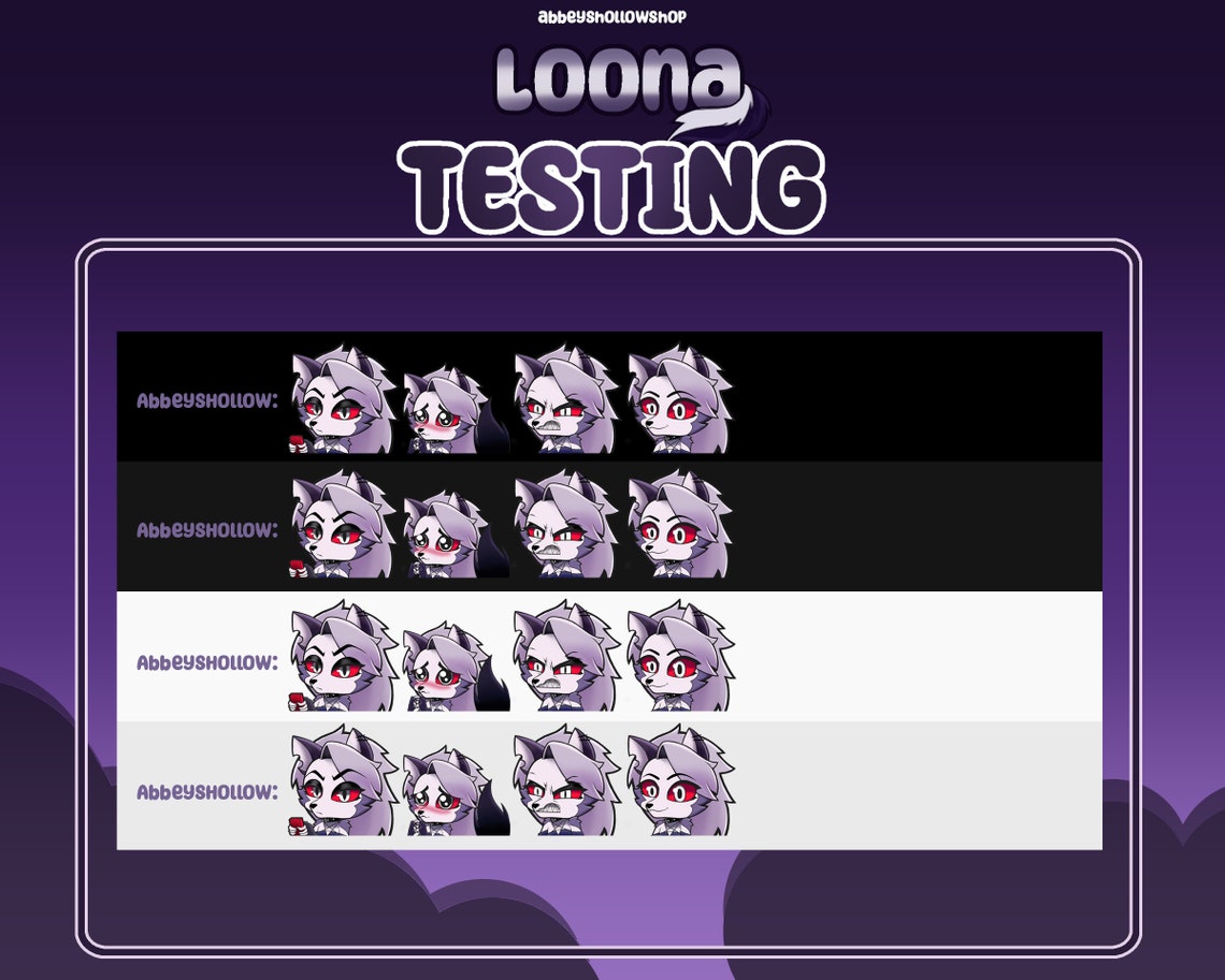 Animated Helluva Boss | Loona Premade Emote Pack (4) | Twitch Emotes ...